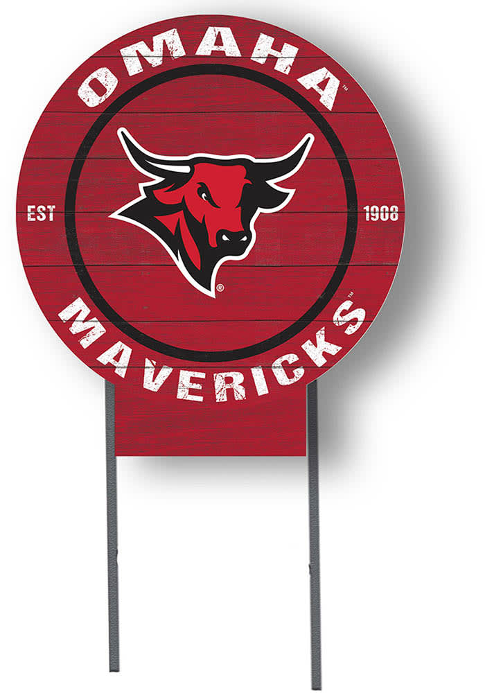 UNO Mavericks 20x20 Color Logo Circle Yard Sign - RED