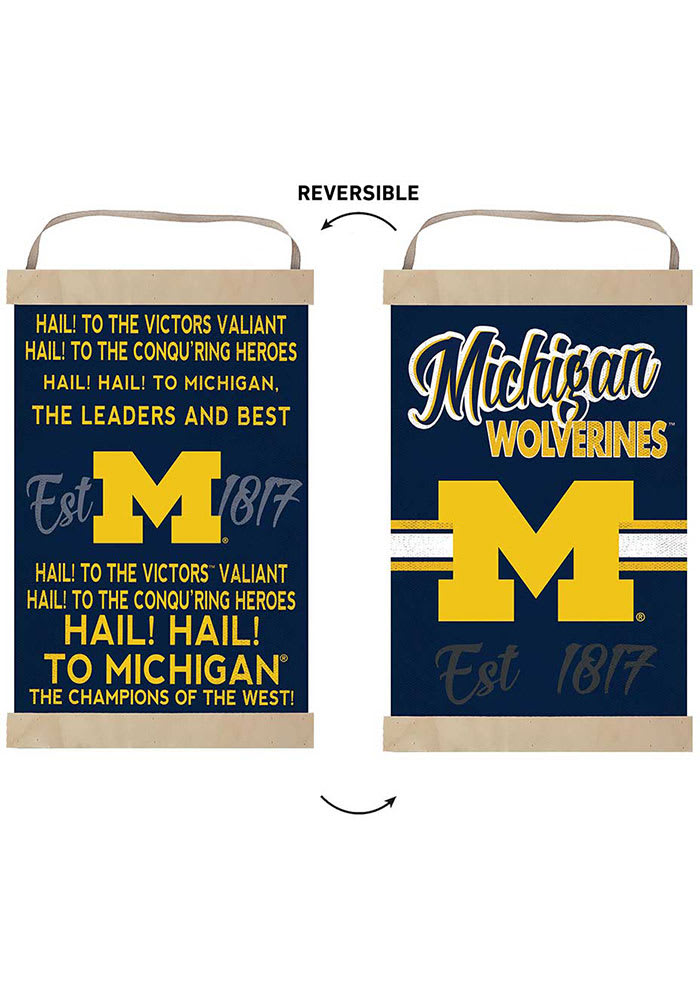Michigan Wolverines BLUE Fight Song Reversible Banner Sign - 15671470