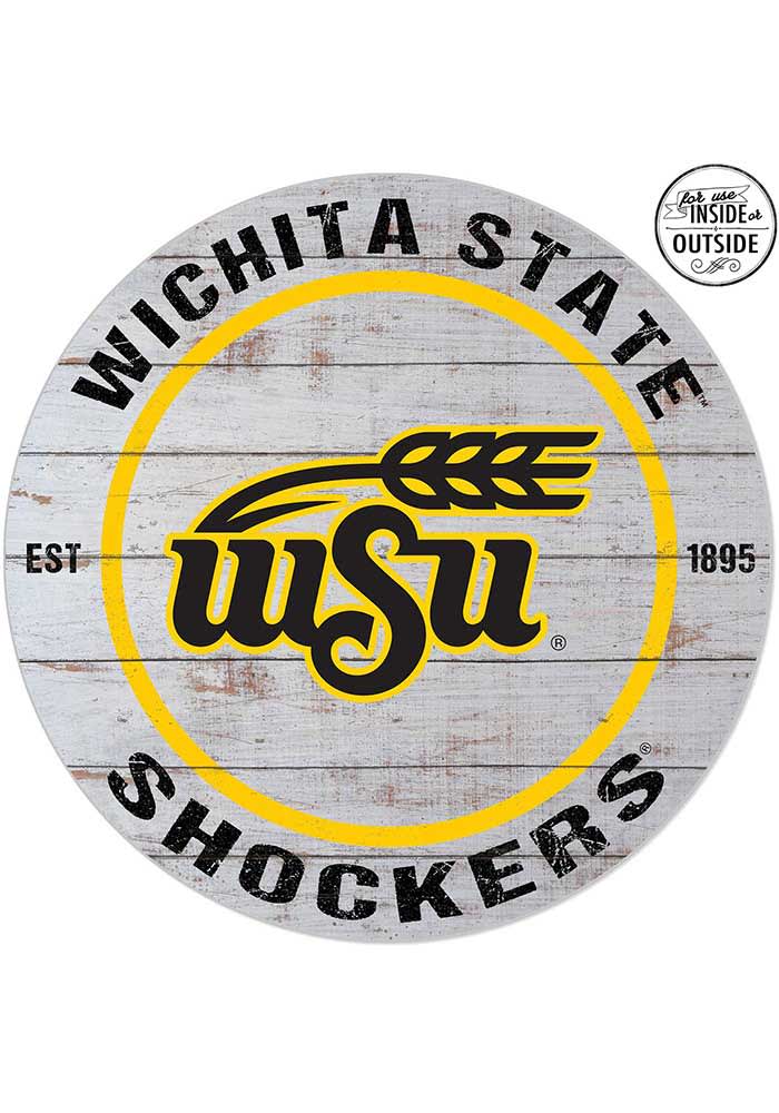 KH Sports Fan Wichita State Shockers GRAY 20x20 In Out Weathered Circle ...