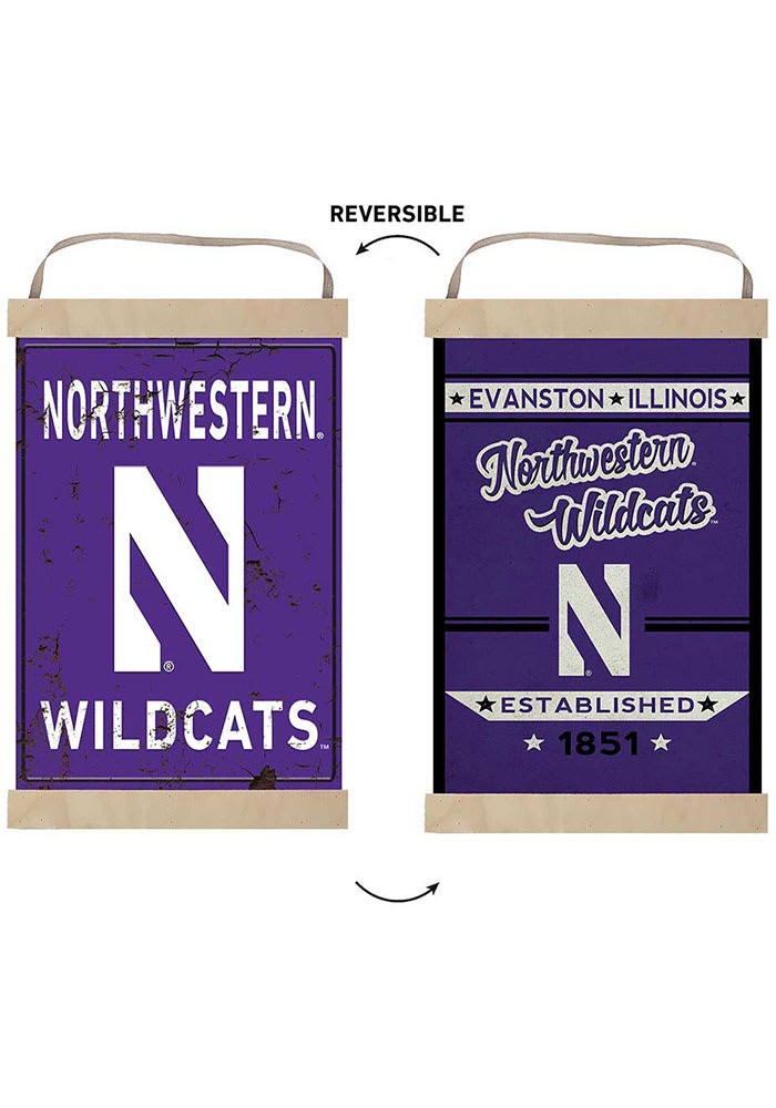 Northwestern Wildcats PURPLE Faux Rusted Reversible Banner Sign - 15671648