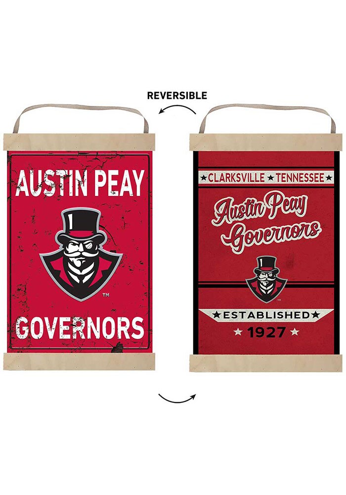 KH Sports Fan Austin Peay Governors Red Faux Rusted Reversible Banner ...