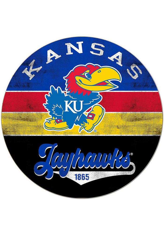 KH Sports Fan Kansas Jayhawks Red 20x20 Retro Multi Color Circle Sign ...