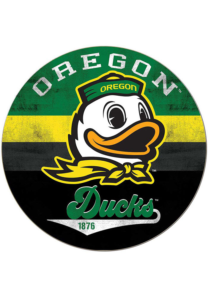 Oregon Ducks GREEN 20x20 Retro Multi Color Circle Sign - 15671812