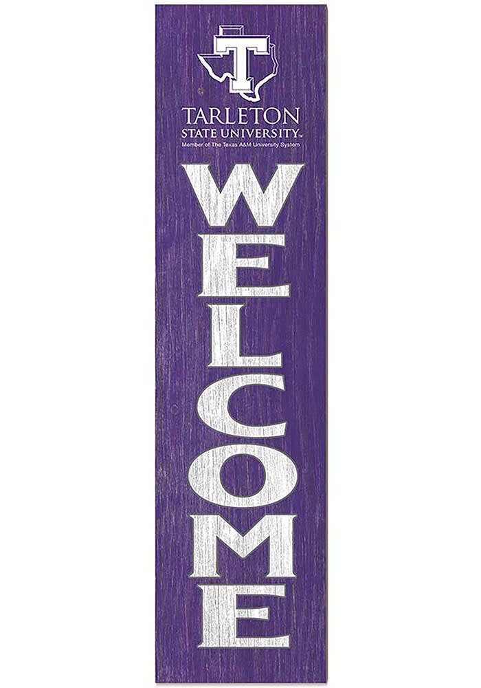 Jardine Tarleton State Texans PURPLE 11x46 Welcome Leaning Sign - 15671911