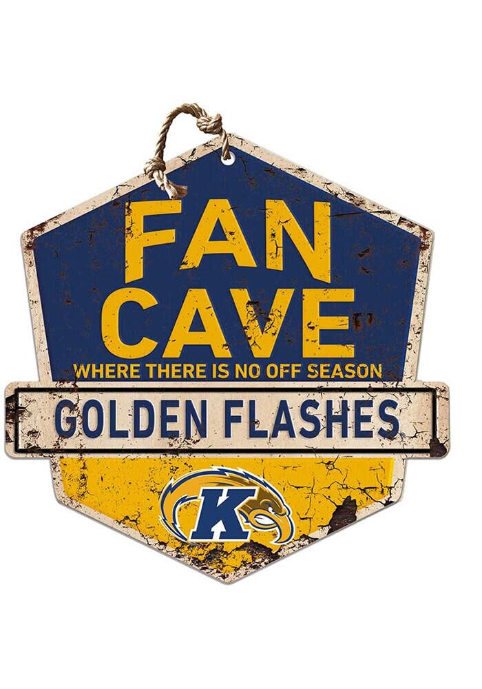 KH Sports Fan Kent State Golden Flashes NAVY Fan Cave Rustic Badge Sign ...