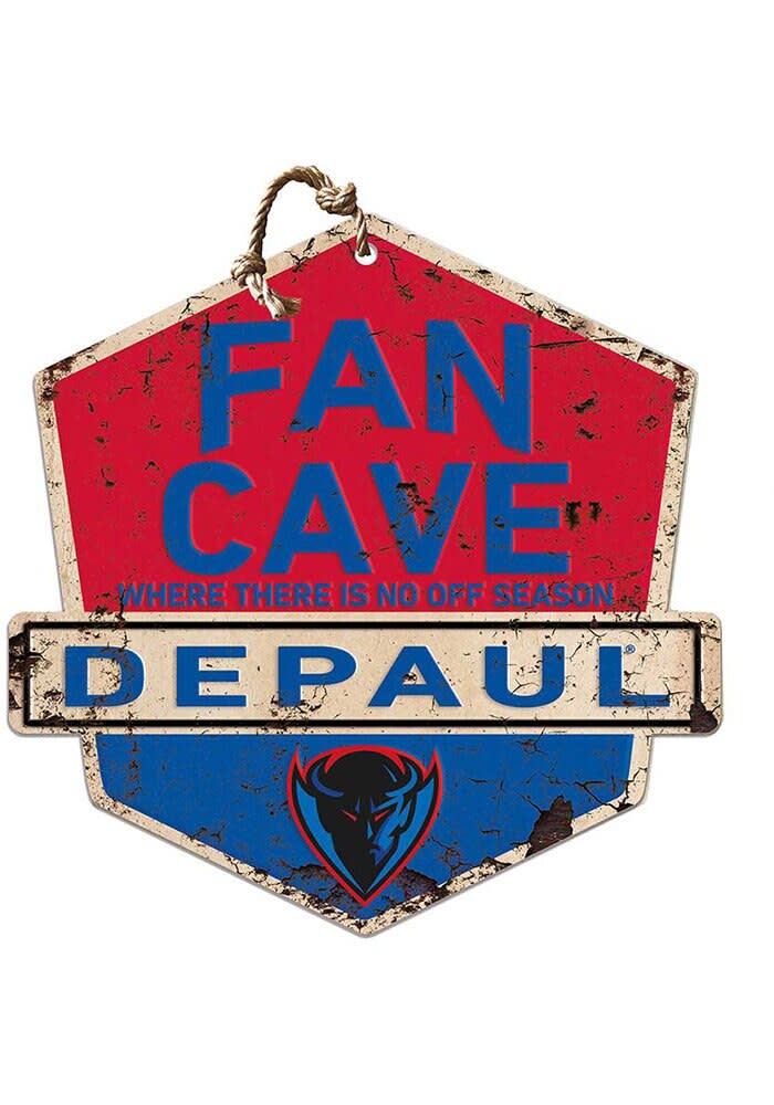 KH Sports Fan DePaul Blue Demons BLUE Fan Cave Rustic Badge Sign - 15672340