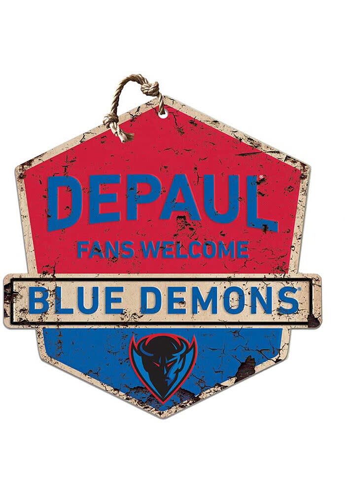 Jardine DePaul Blue Demons BLUE Fans Welcome Rustic Badge Sign - 15672524