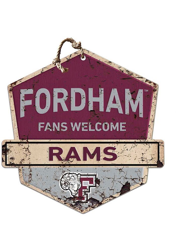 KH Sports Fan Fordham Rams Red Fans Welcome Rustic Badge Sign - 15672527