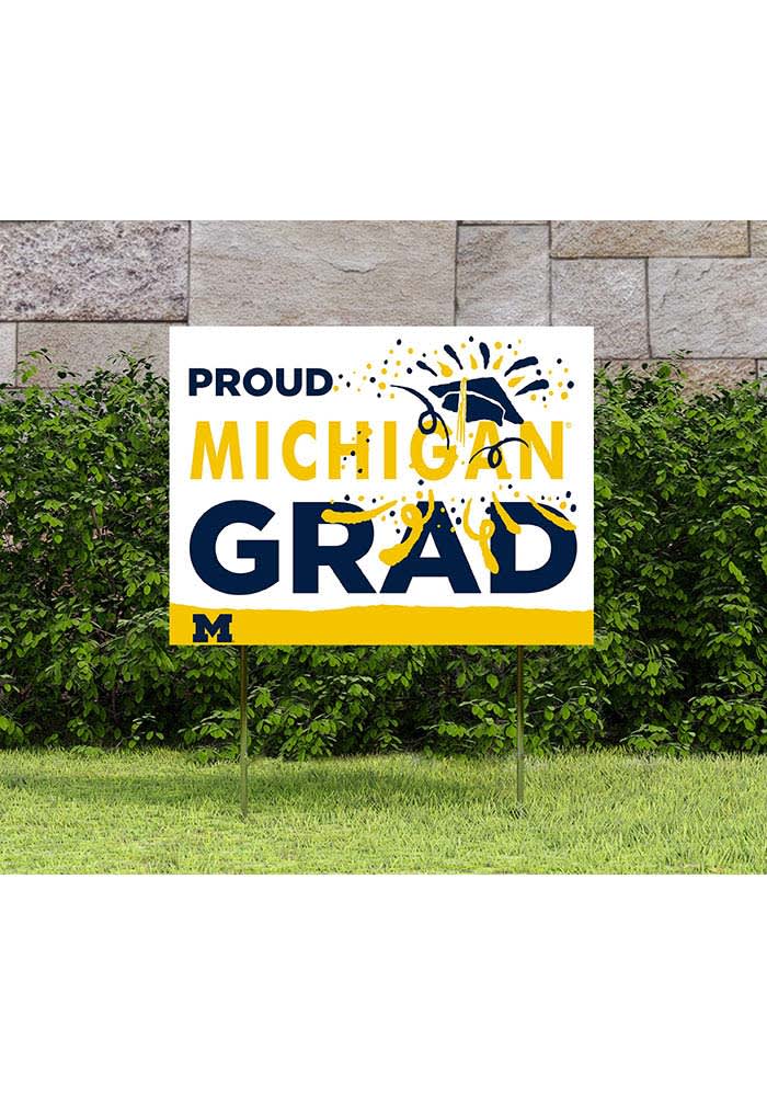 Blue KH Sports Fan Michigan Wolverines 18x24 Proud Grad Team Logo Yard Sign