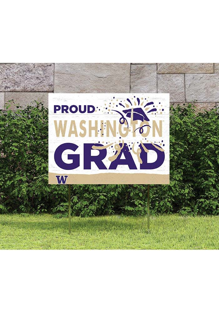 Purple KH Sports Fan Washington Huskies 18x24 Proud Grad Team Logo Yard ...