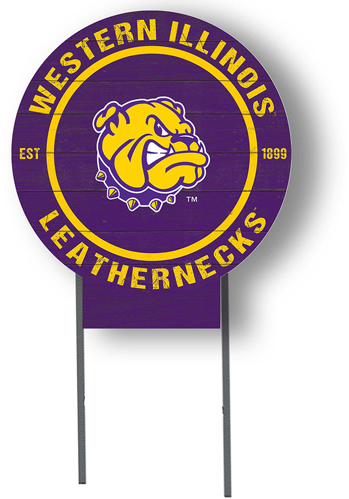 Western Illinois Leathernecks 20x20 Color Logo Circle Yard Sign - PURPLE