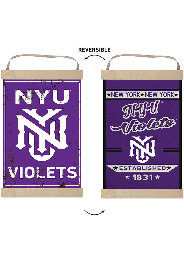 Jardine NYU Violets PURPLE Faux Rusted Reversible Banner Sign - 15673979