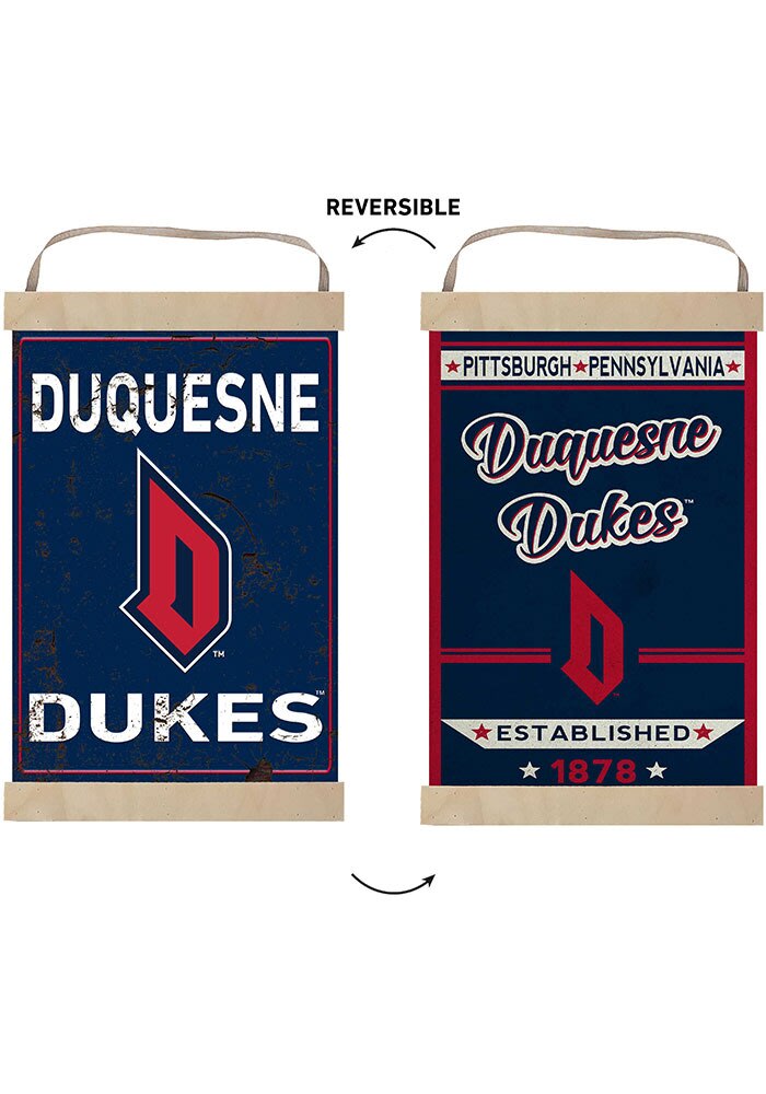 KH Sports Fan Duquesne Dukes Red Faux Rusted Reversible Banner Sign ...