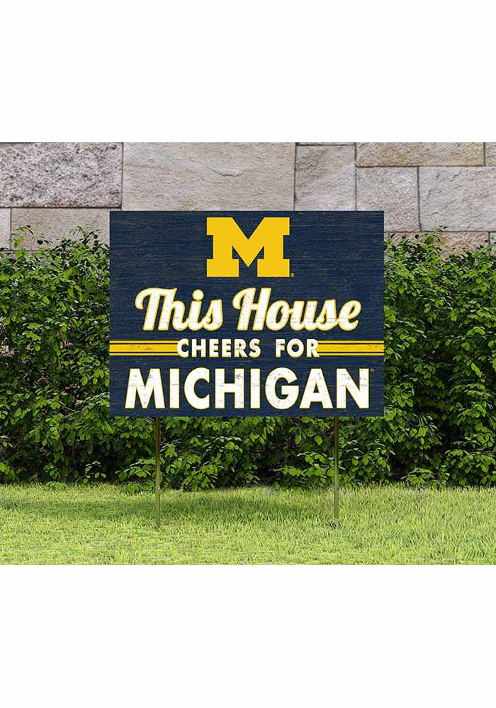 Michigan Wolverines BLUE 18x24 This House Cheers Yard Sign - 15675928