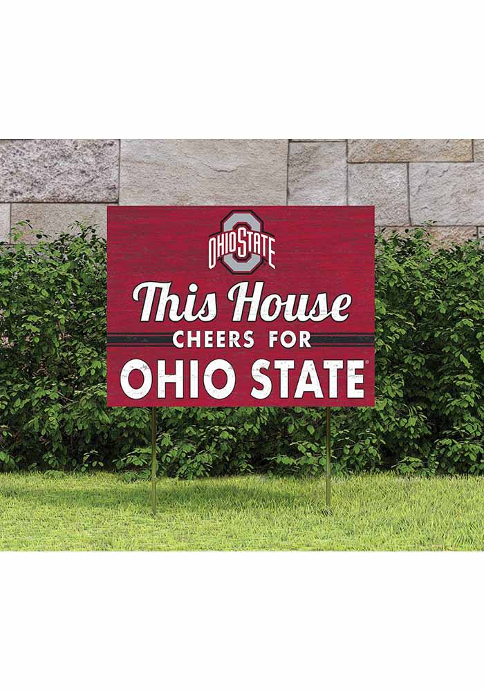 Red KH Sports Fan Ohio State Buckeyes 18x24 This House Cheers Yard Sign