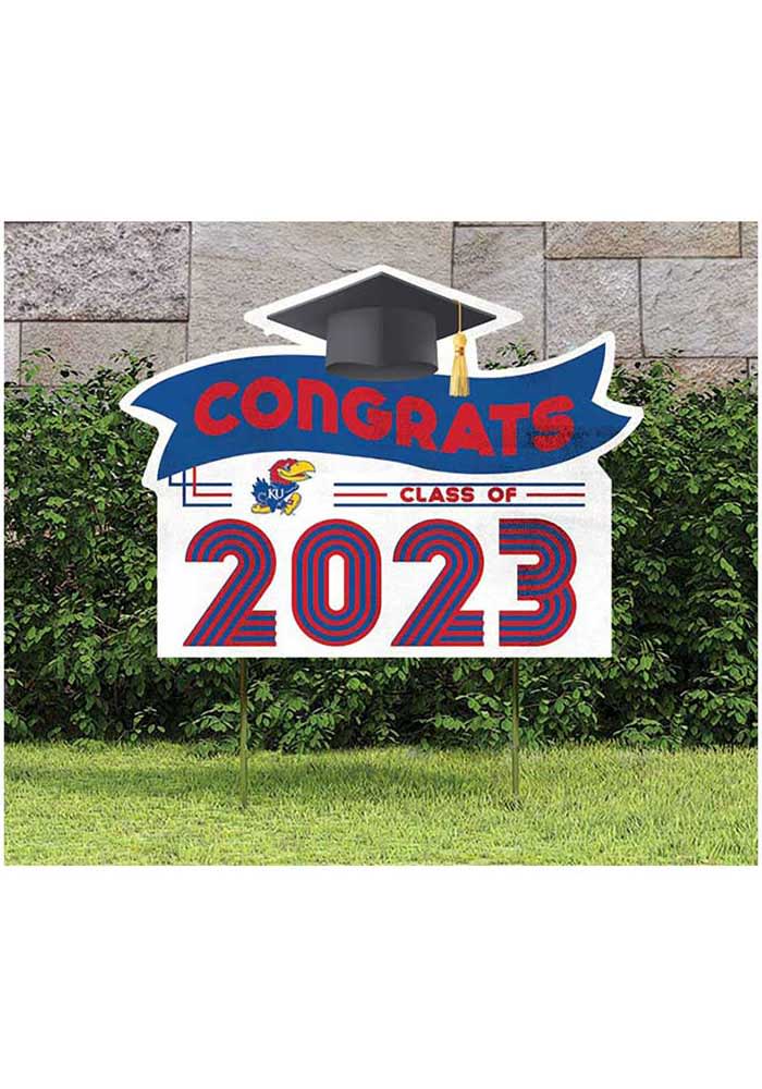Kansas Jayhawks Red 18x24 Congrats Graduation Yard Sign - 15677234