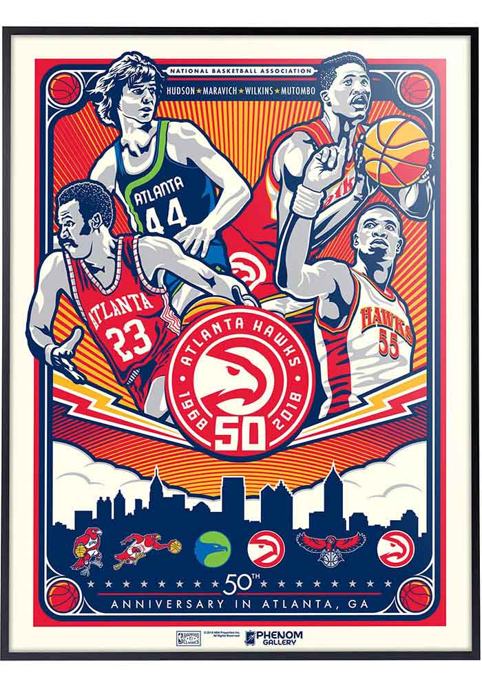 Atlanta Hawks BLACK 18x24 50th Anniversary in Atlanta Deluxe Framed ...