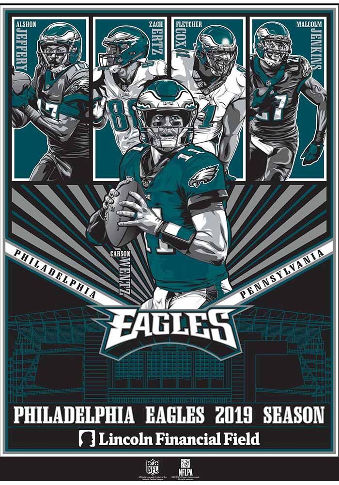 Philadelphia Eagles MIDNIGHTGREEN 18x24 2019 Season Unframed Poster ...