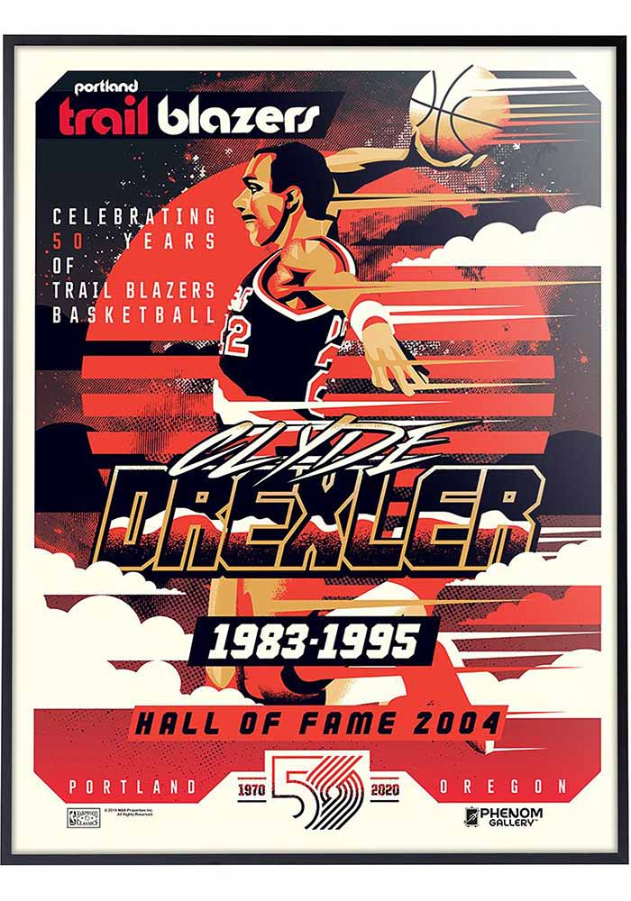 Portland Trail Blazers RED Clyde Drexler Deluxe Framed Posters - 1570306