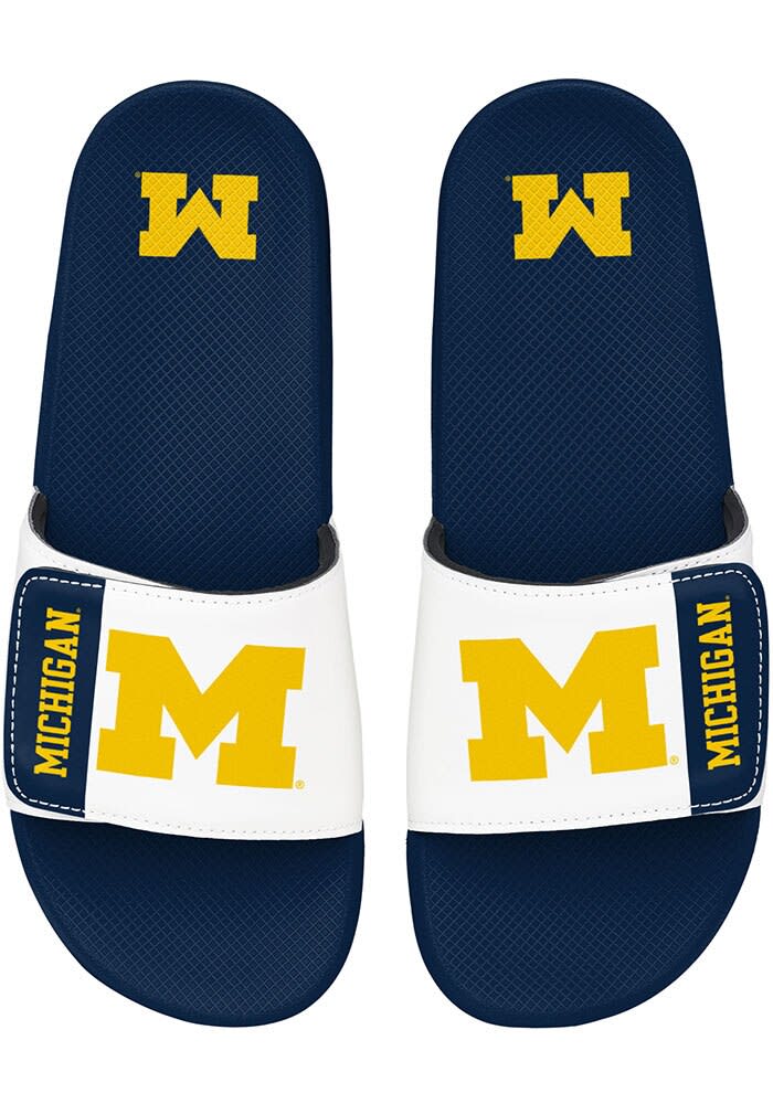 Michigan Wolverines BLUE Velcro Tab Mens Slides - 1600882
