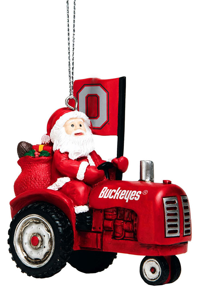 Ohio State Buckeyes Red Tractor Santa Ornament - 16053417