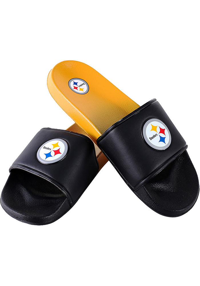Pittsburgh Steelers Printed Footbed Mens Slides - BLACK