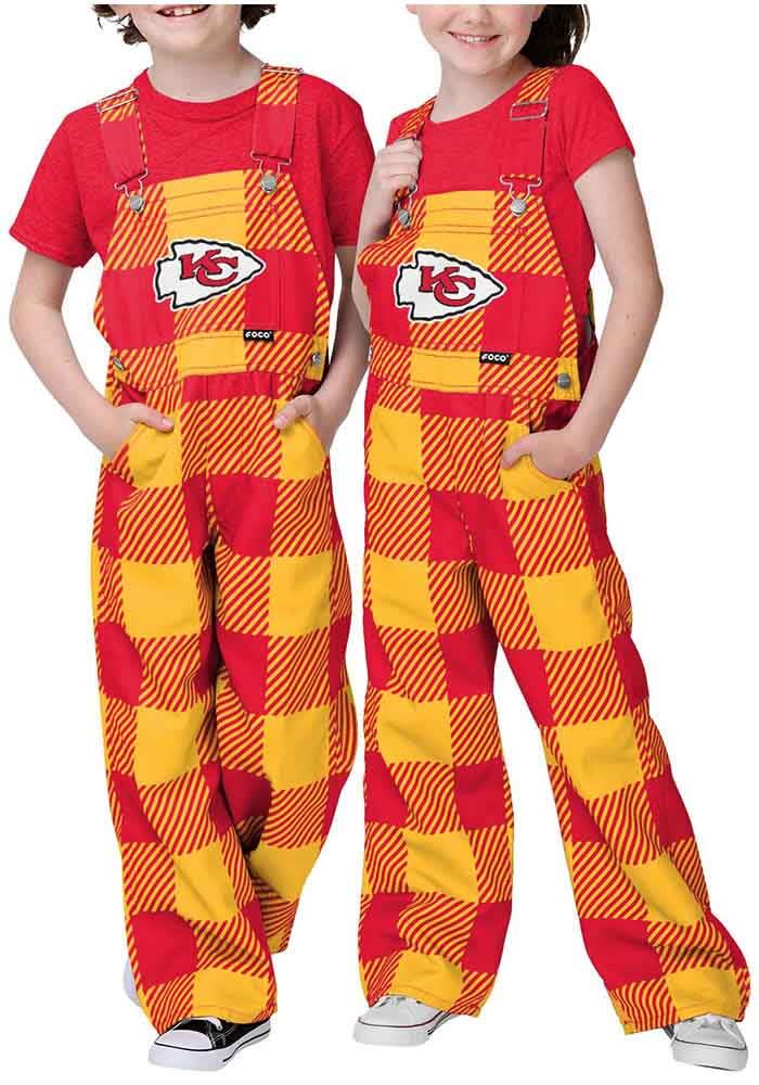 Forever Collectibles Kansas City Chiefs Youth Red Buffalo Plaid Overall ...