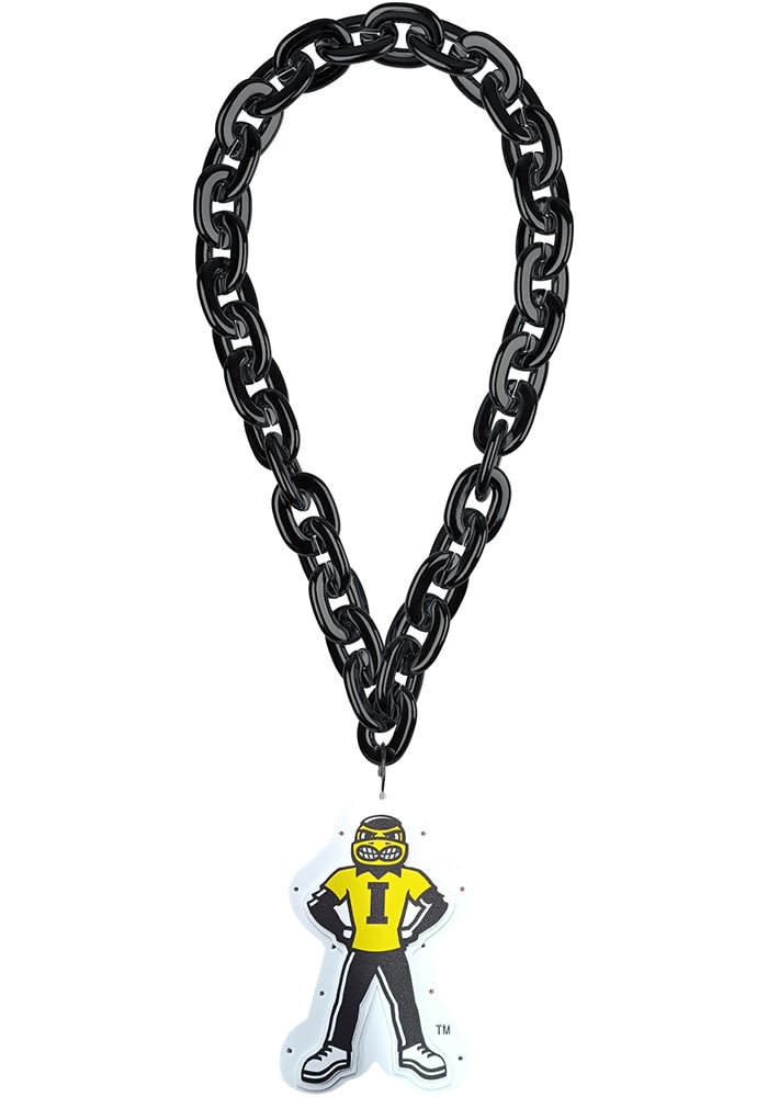 Iowa Hawkeyes BLACK Big Logo Light Up Chain Spirit Necklace - 16054721
