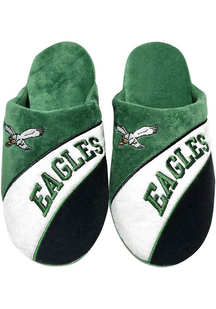 Philadelphia Eagles GREEN Action Curve Wordmark Mens Slippers - 16055031