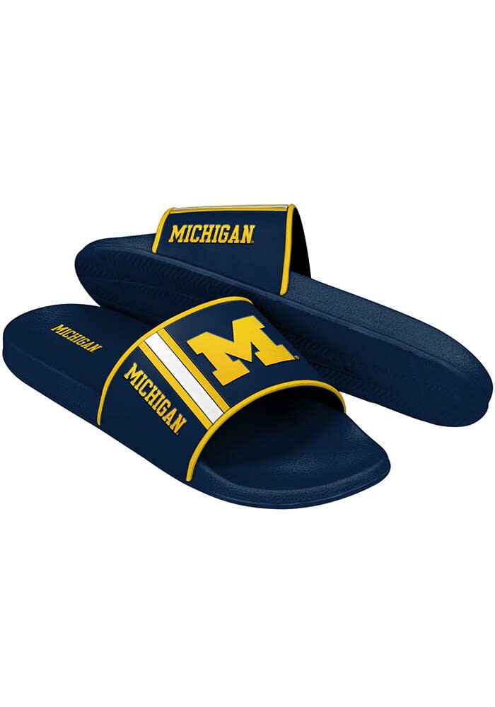 Michigan Wolverines MAIZE Stripe Molded Mens Slides - 16055326