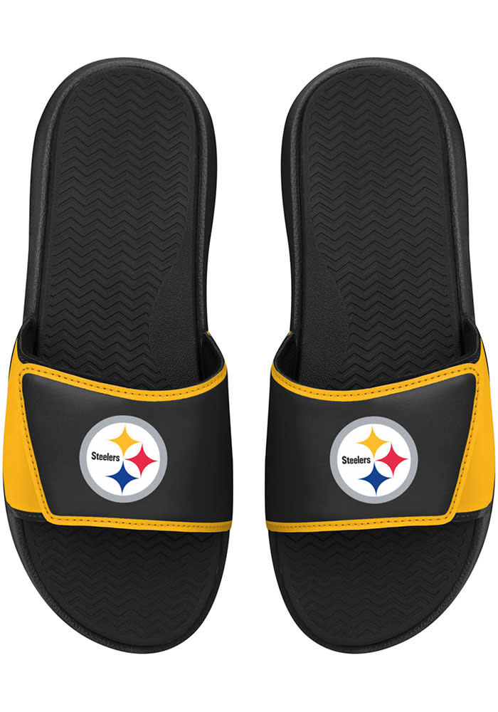 Pittsburgh Steelers BLACK Dual Layer Sole Mens Slides - 16055339