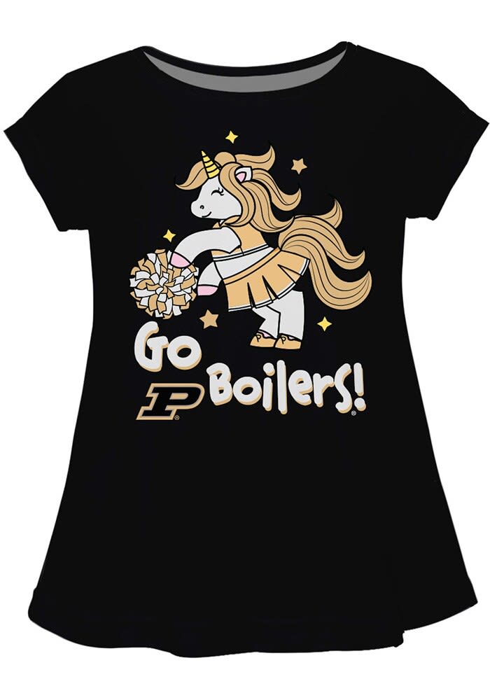 Purdue Boilermakers Vive La Fete Girls BLACK Unicorn Blouse Short ...