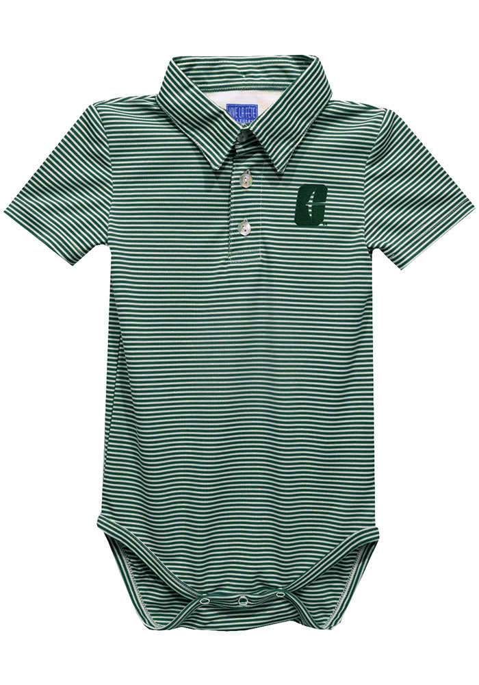 Vive La Fete UNCC 49ers Baby GREEN Pencil Stripe Polo Romper