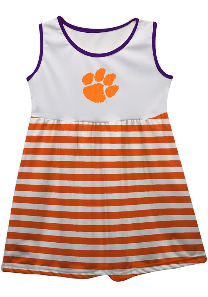 Vive La Fete Clemson Tigers Girls White Stripes Short Sleeve Dress ...