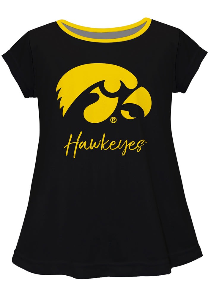 Iowa Hawkeyes Vive La Fete Girls Script Blouse Short Sleeve T-Shirt - BLACK