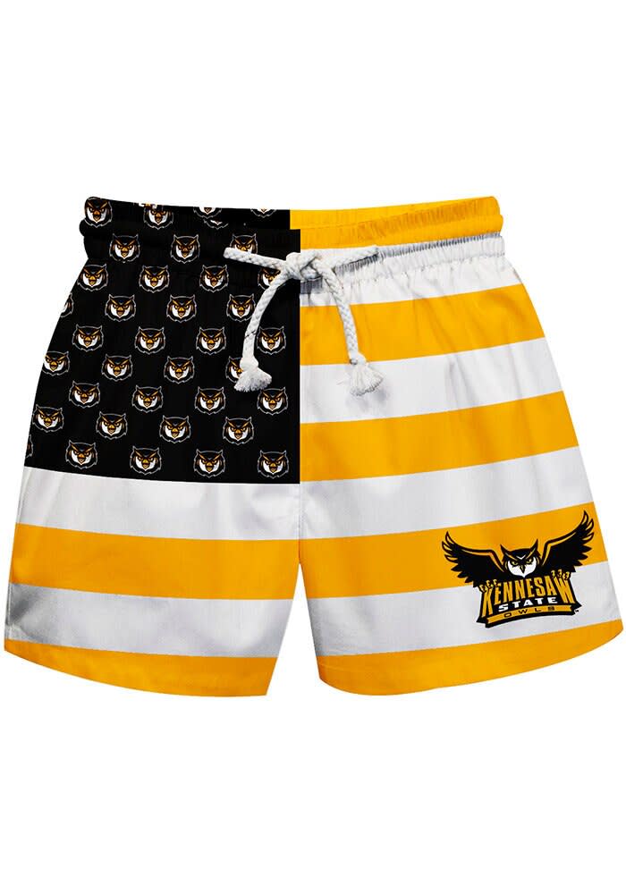 Vive La Fete Kennesaw State Owls Baby GOLD Flag Swim Trunks - 16168405