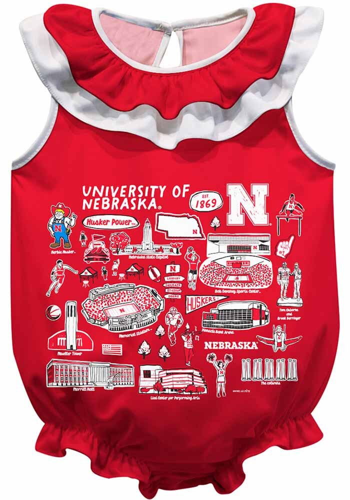 Vive La Fete Nebraska Cornhuskers Baby Red Impressions Ruffle Romper ...