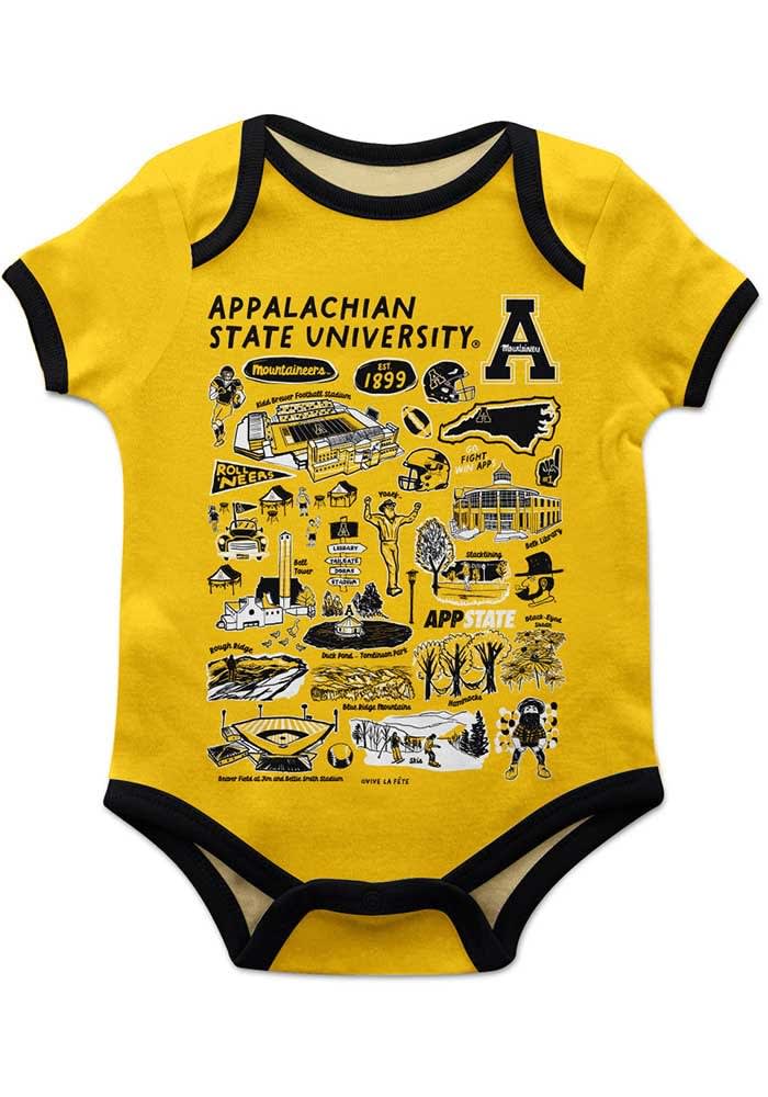 Vive La Fete Appalachian State Mountaineers Baby GOLD Impressions One ...