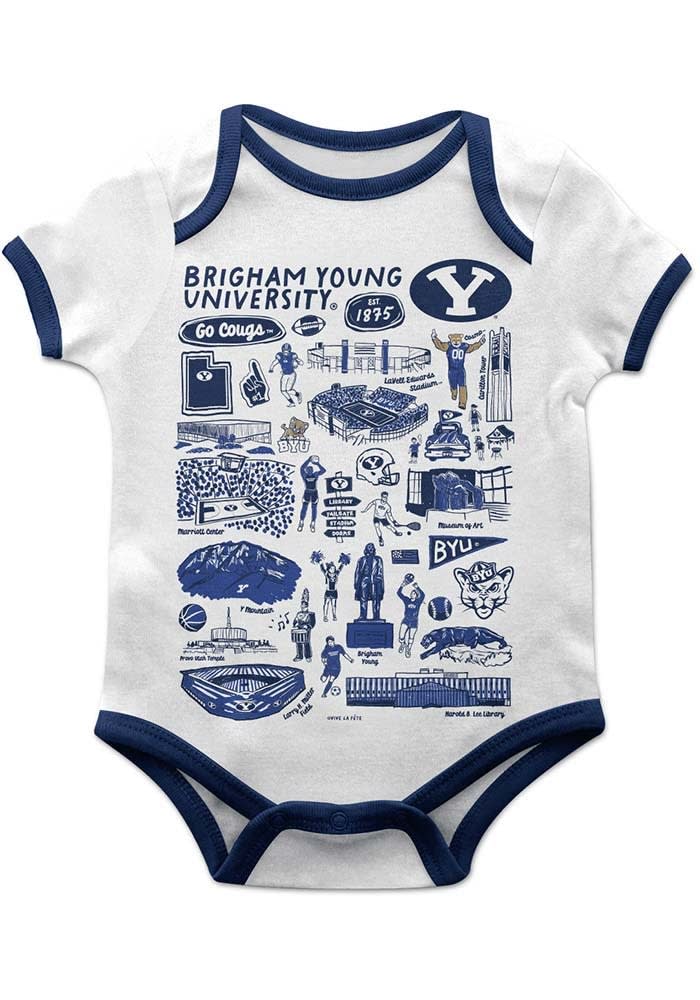 Vive La Fete BYU Cougars Baby White Impressions One Piece