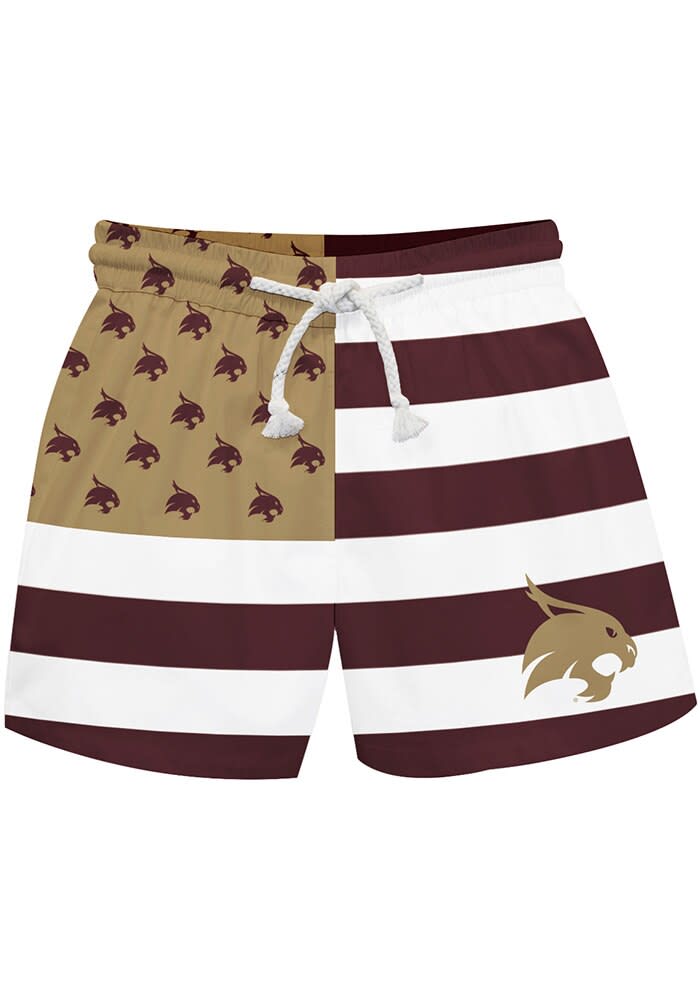 Texas State Bobcats Vive La Fete Toddler MAROON Flag Swim Trunks - 16169346
