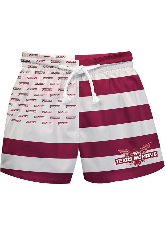 Texas Womans University Vive La Fete Toddler MAROON Flag Swim Trunks ...