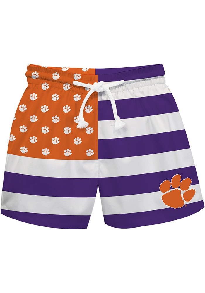 Vive La Fete Clemson Tigers Youth PURPLE Flag Swim Trunks - 16169431