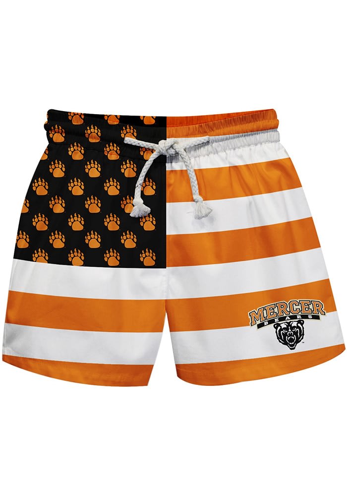 Vive La Fete Mercer Bears Youth ORANGE Flag Swim Trunks - 16169493
