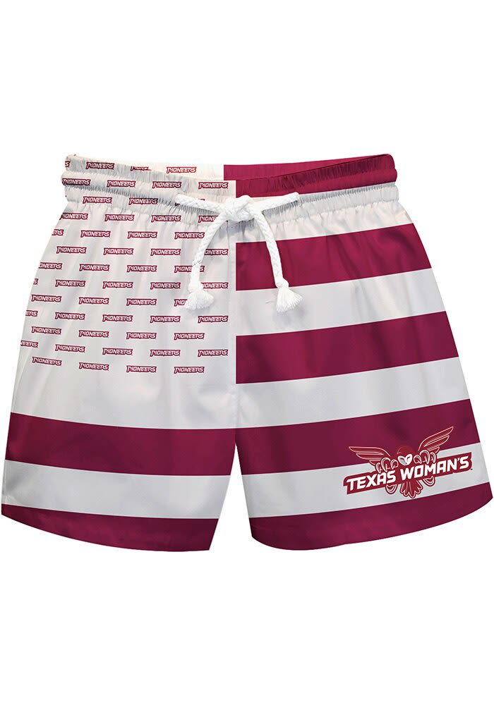 Vive La Fete Texas Womans University Youth MAROON Flag Swim Trunks ...