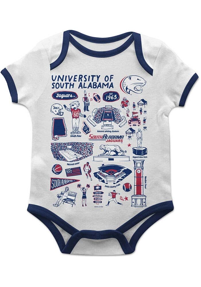 Vive La Fete South Alabama Jaguars Baby White Impressions One Piece ...