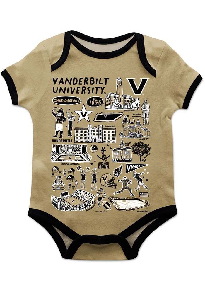 Vive La Fete Vanderbilt Commodores Baby GOLD Impressions One Piece