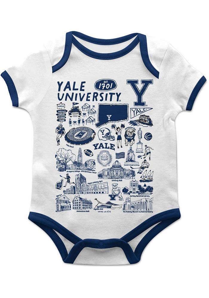 Vive La Fete Yale Bulldogs Baby White Impressions One Piece