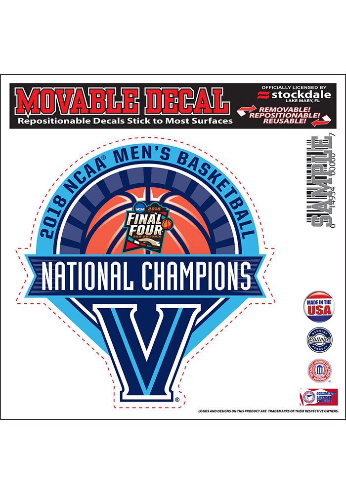 Villanova Wildcats BLUE 2018 NCAA Champs 6x6 Auto Decal - 1630021