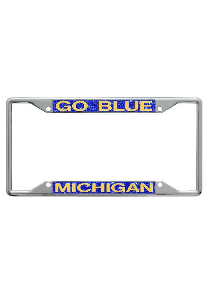 SILVER Michigan Wolverines Chrome Glitter License Plate Frame - 16370307