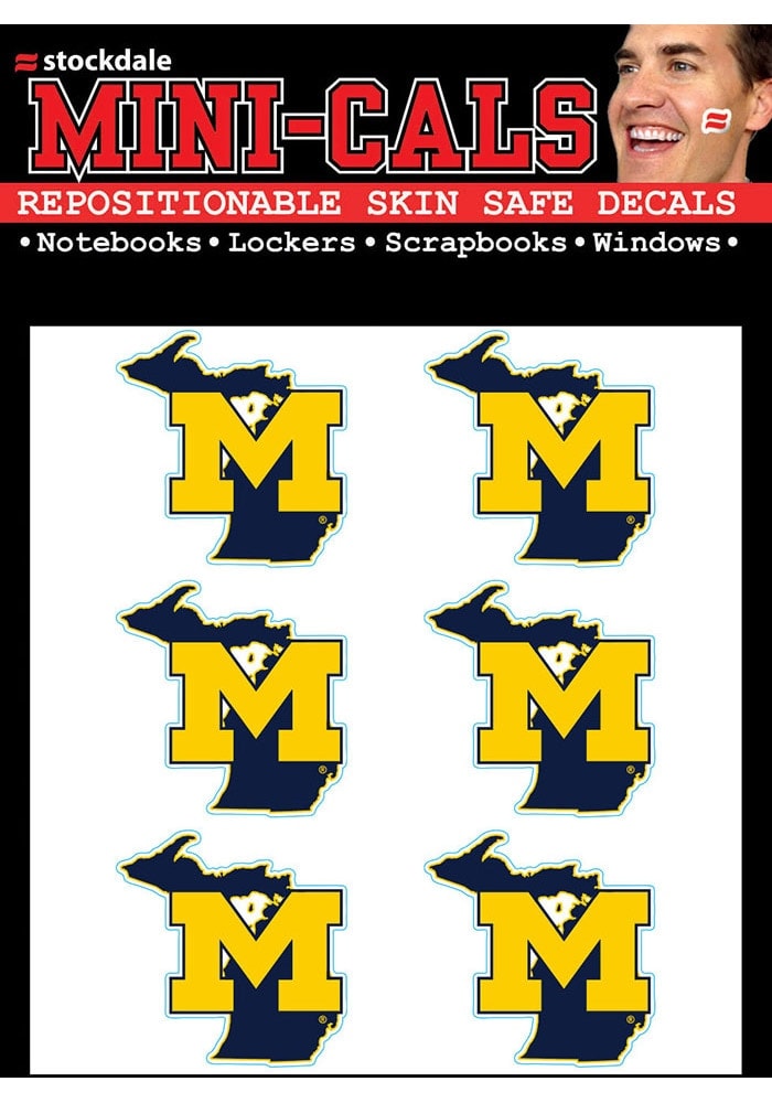 Michigan Wolverines NAVY/YELLOW 6pk State Shape Tattoo - 16371742